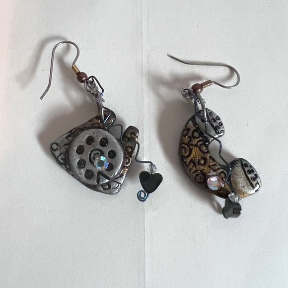 Unknown | Jewelry | Vintage Signed Telephone Receiver Hand Painted ...